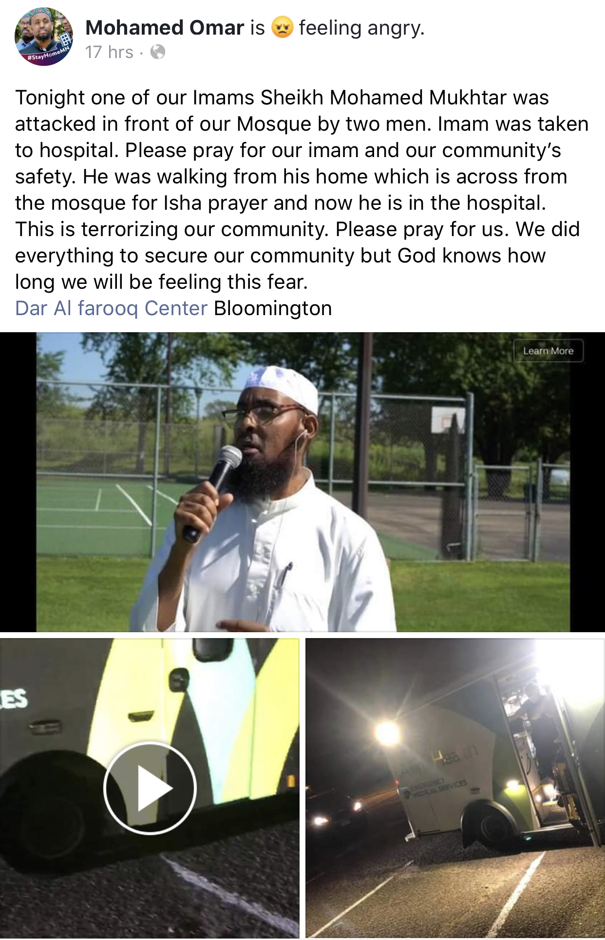 Imam of Bloomington mosque attacked on his way to prayer