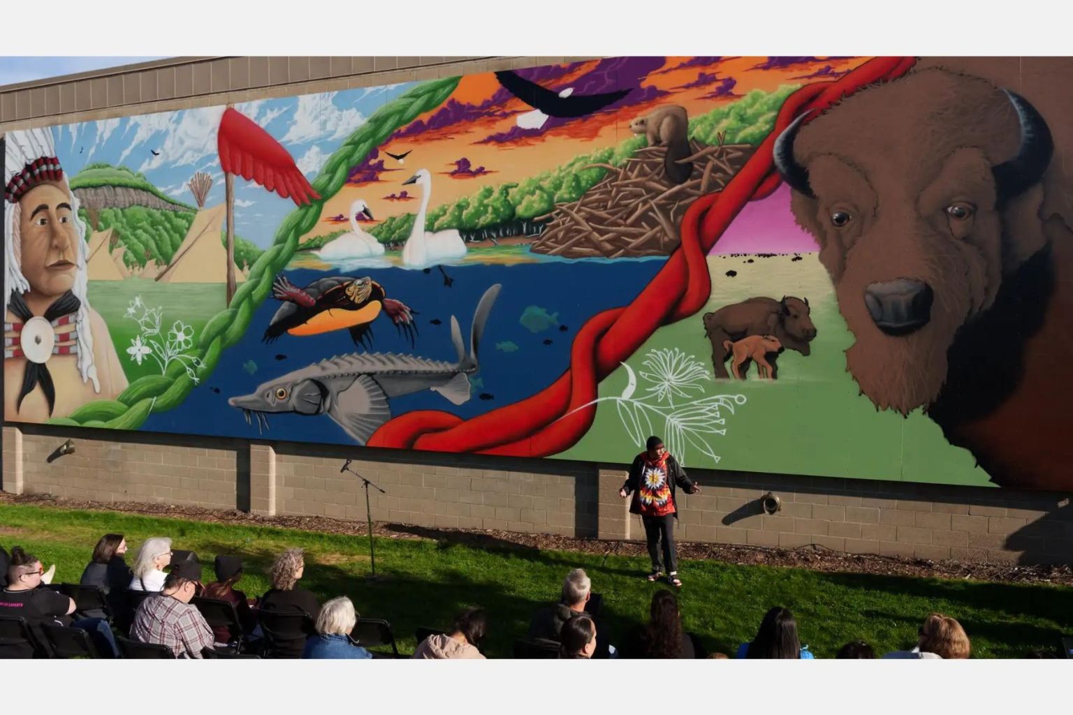 Mural honoring Dakota people unveiled in Red Wing